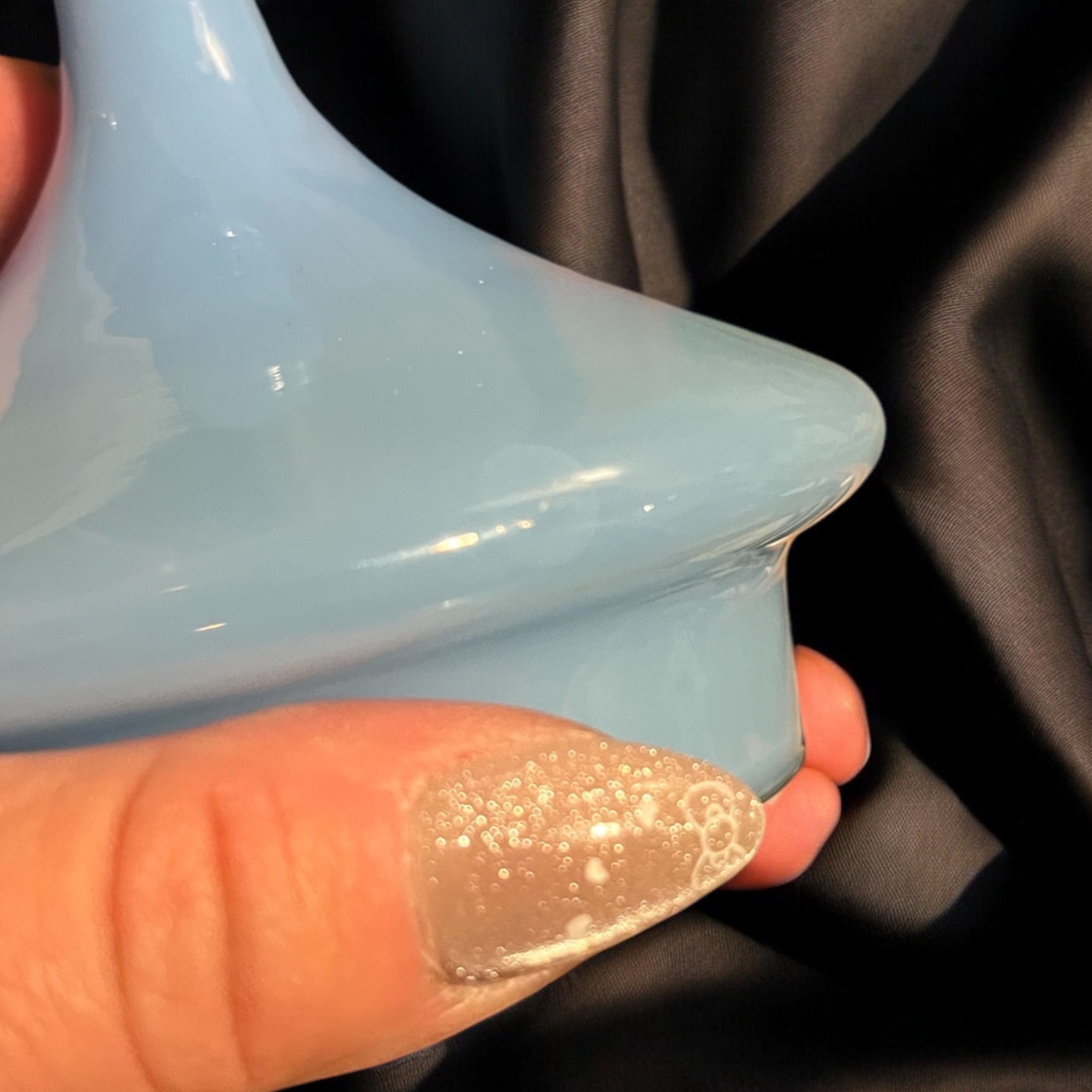 Vintage MCM Light Sky Blue Cased Glass Footed Apothecary Jar or Compote ...