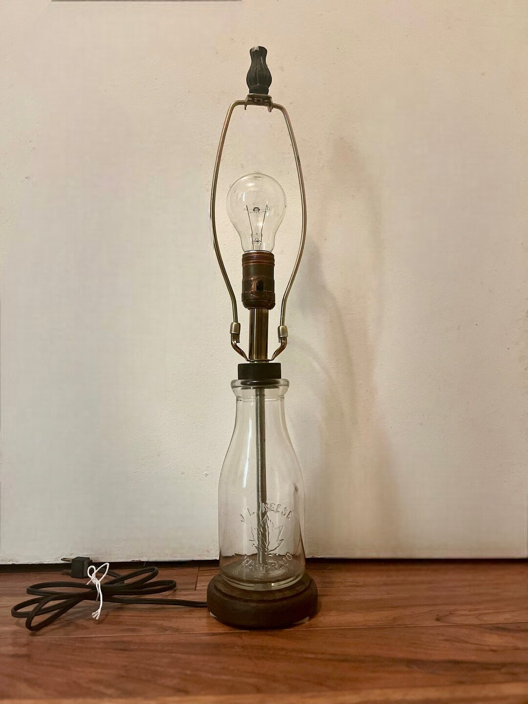 Waterloo Dairy Milk Bottle Lamp J.L. Beese Clear Glass Light - Etsy