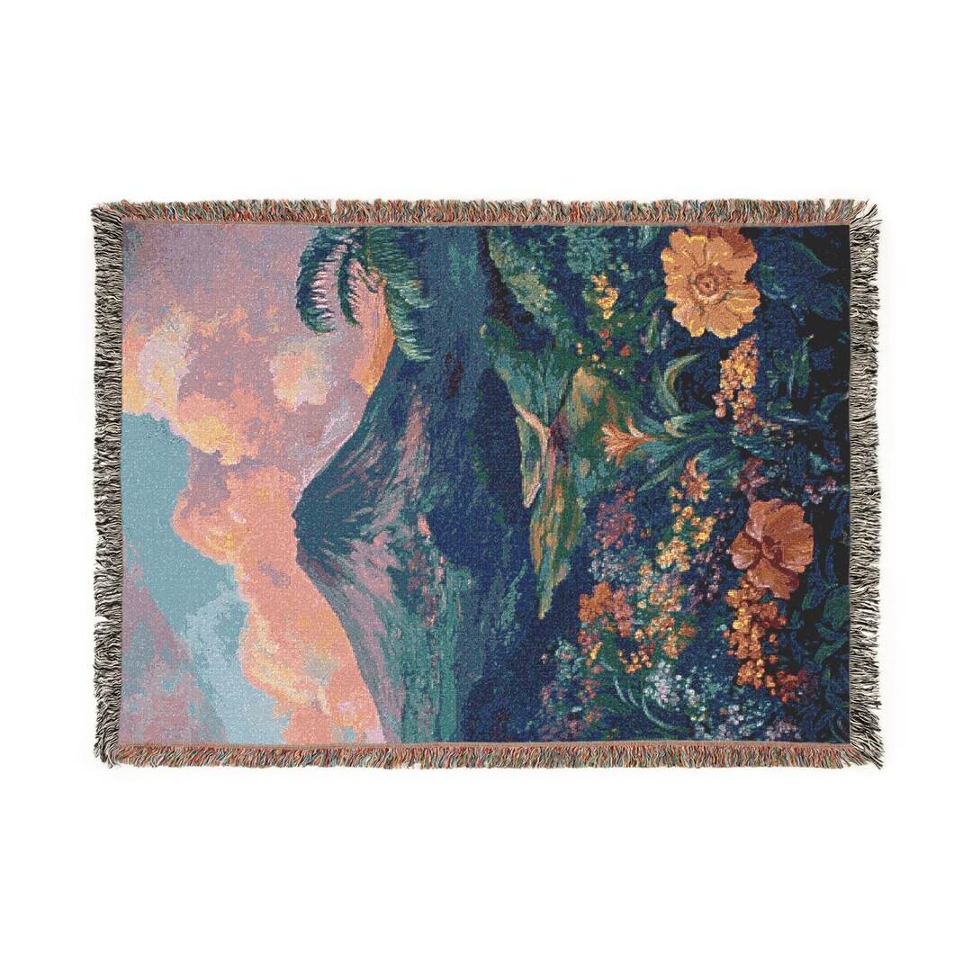 Costa Rica Poas Volcano Woven Blanket: Tropical Travel Throw - Etsy
