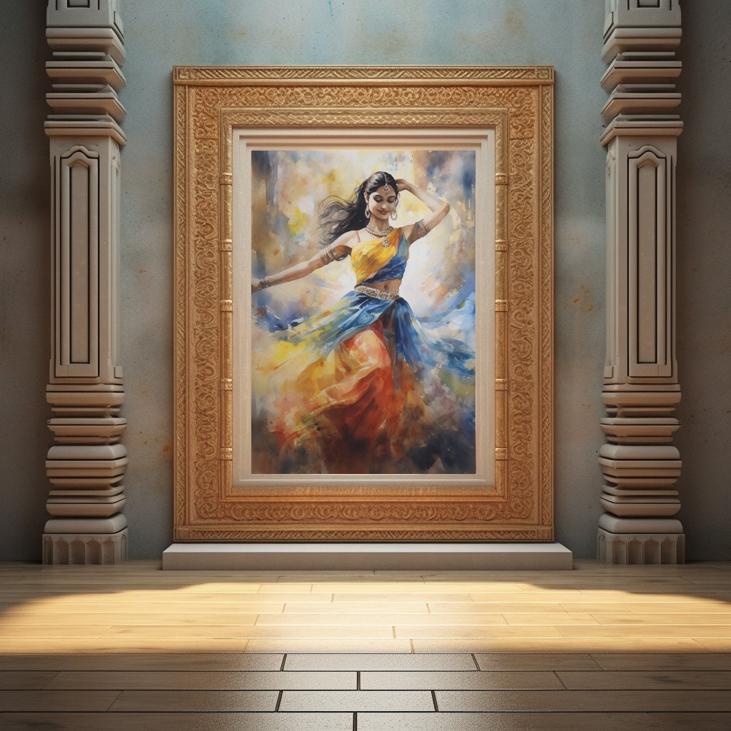 Young Woman Bollywood Dance Watercolor Print, Traditional Indian Woman ...