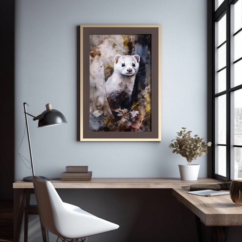 Ferret Watercolor Art Print Decor, Animal Painting for Wall, Country ...