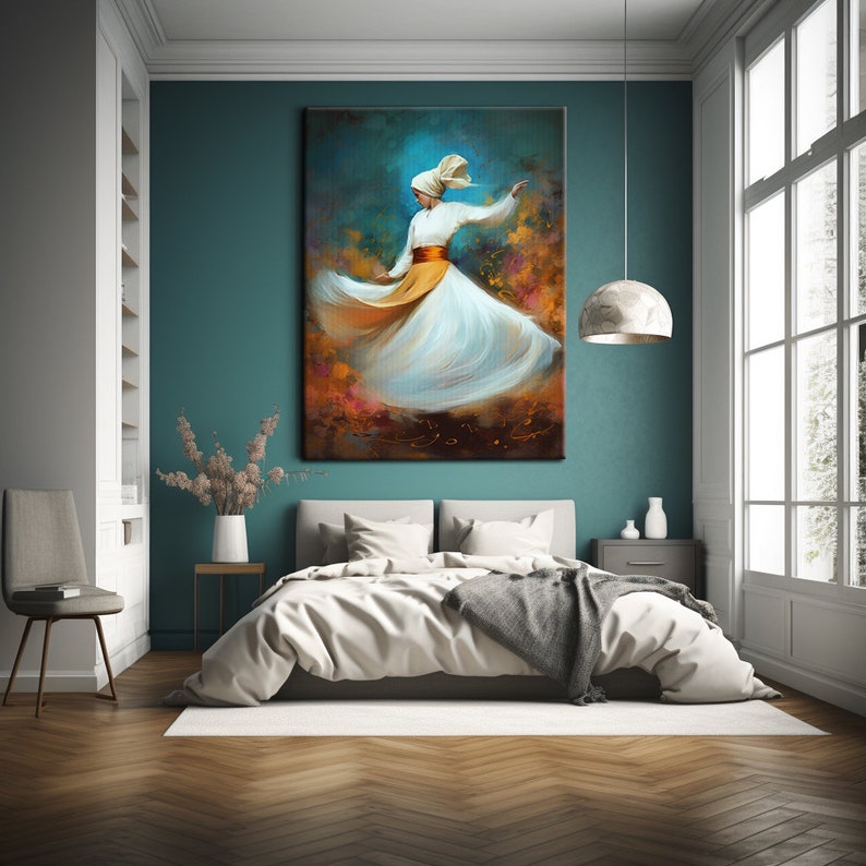 Woman Whirling Dervish Wall Art on Canvas, Mevlana Art, Printable Sufi ...