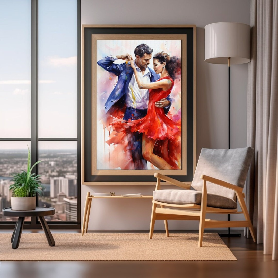 Romantic Watercolor Dance Painting of Salsa Dancing Couple - Latin Art ...