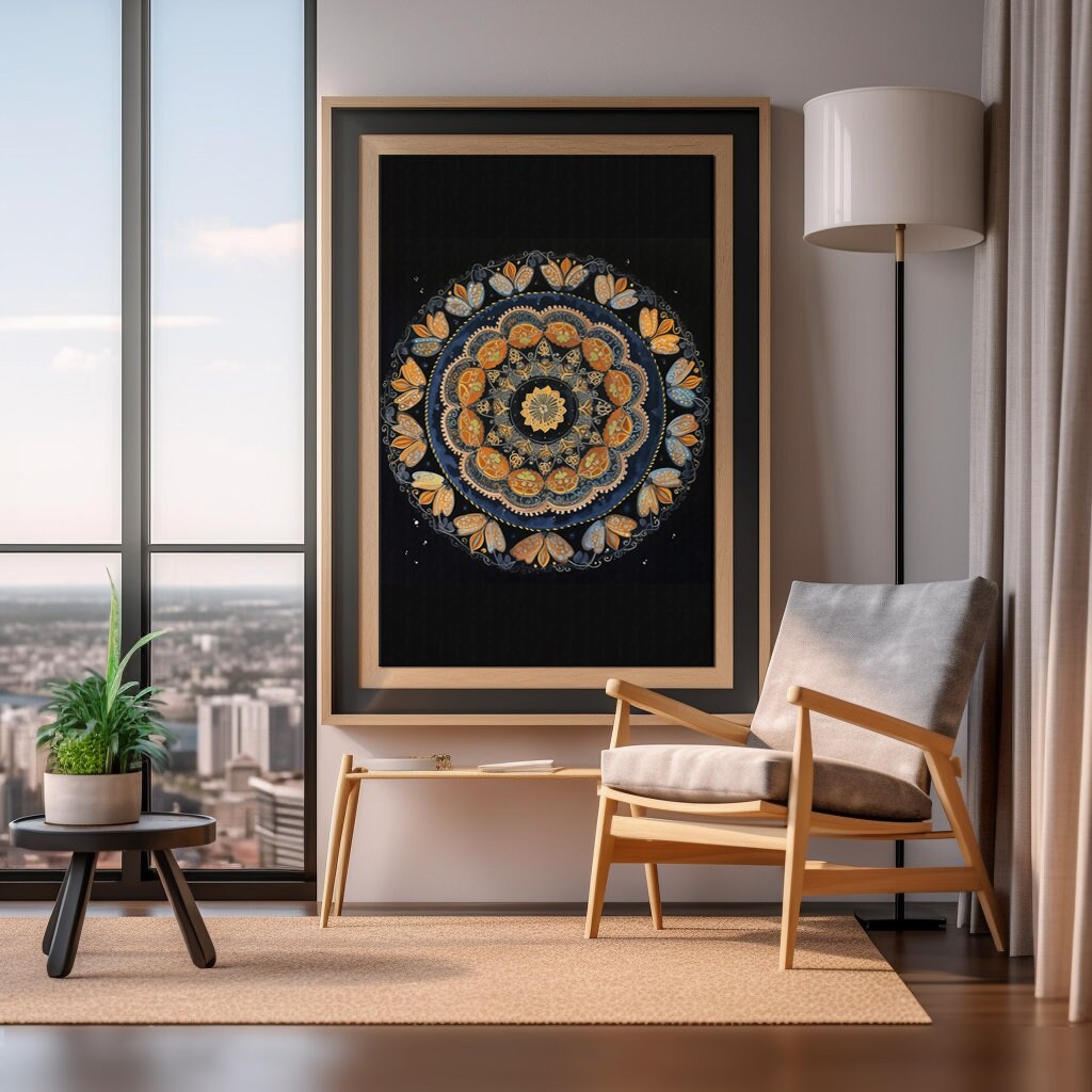 Digital Mandala Watercolor Print Wall Art, Relaxing Decor, Meditative ...