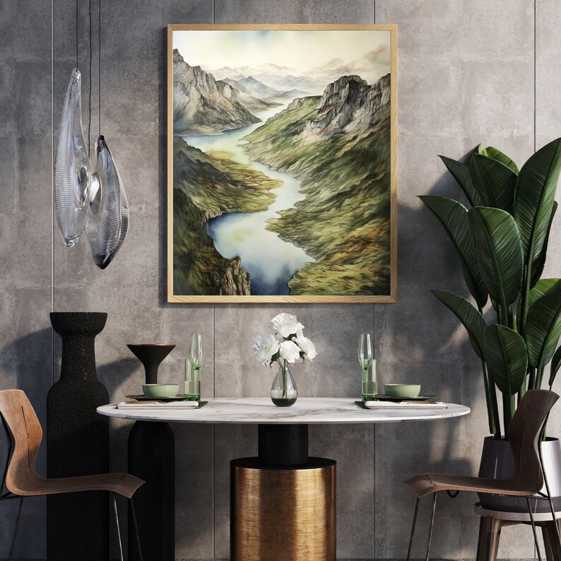 Fjords Printable Wall Art Watercolor Norwegian Nature Home - Etsy