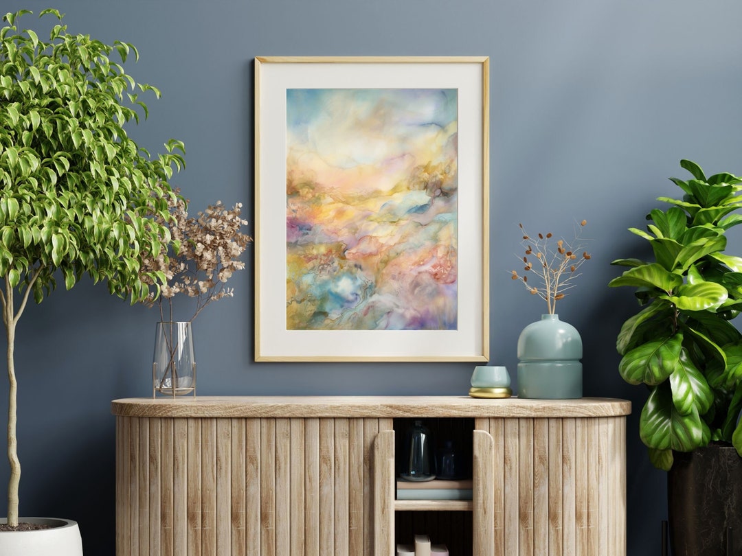 Ameliorate Abstract Watercolor Art, Family Room Decor, Bathroom Wall ...