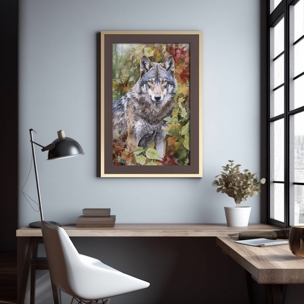 Wolf Watercolor Art Print Decor, Animal Painting for Entry Room, Wolf ...