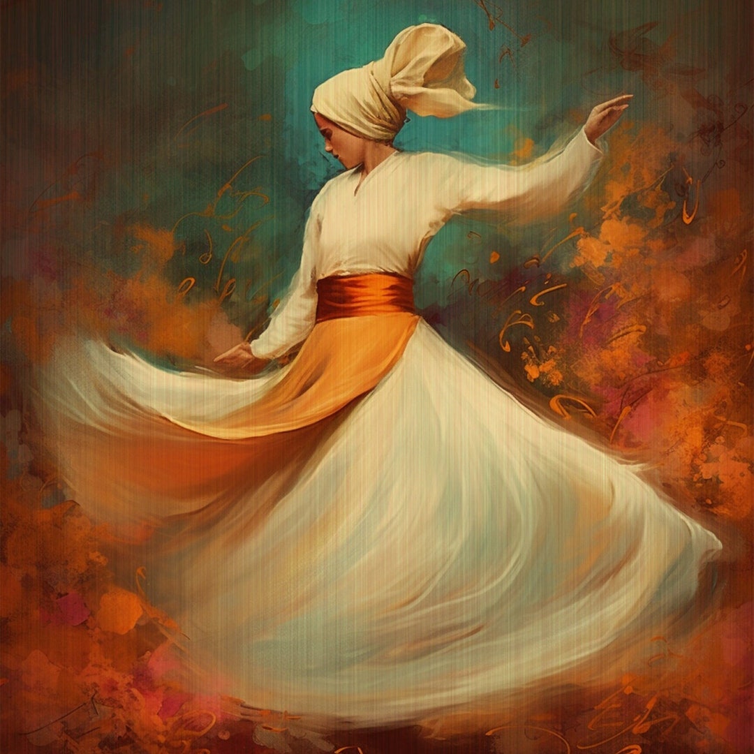 Woman Whirling Dervish Wall Art on Wood, Mevlana Art, Printable Sufi ...