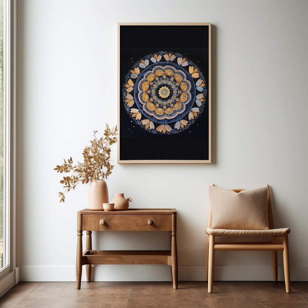 Digital Mandala Watercolor Print Wall Art, Relaxing Decor, Meditative ...
