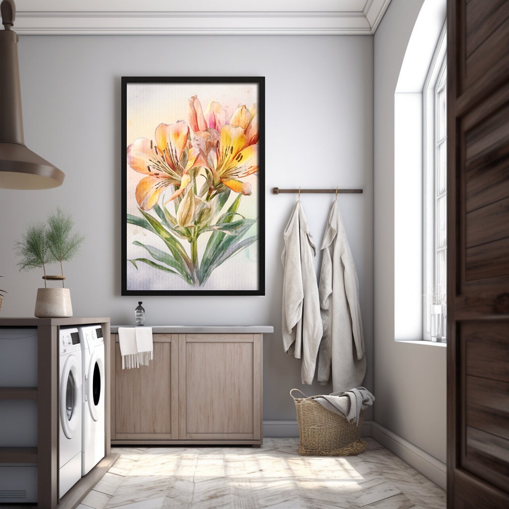 Alstroemeria Flower Watercolor Painting, Realistic Peruvian Lily Flower ...