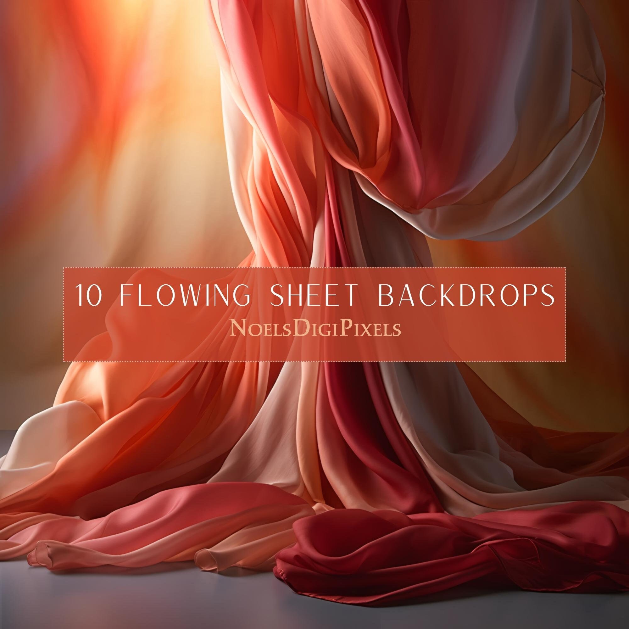 10 Flowing Sheet Backdrops, Digital Background Bundle, Maternity, Dance ...