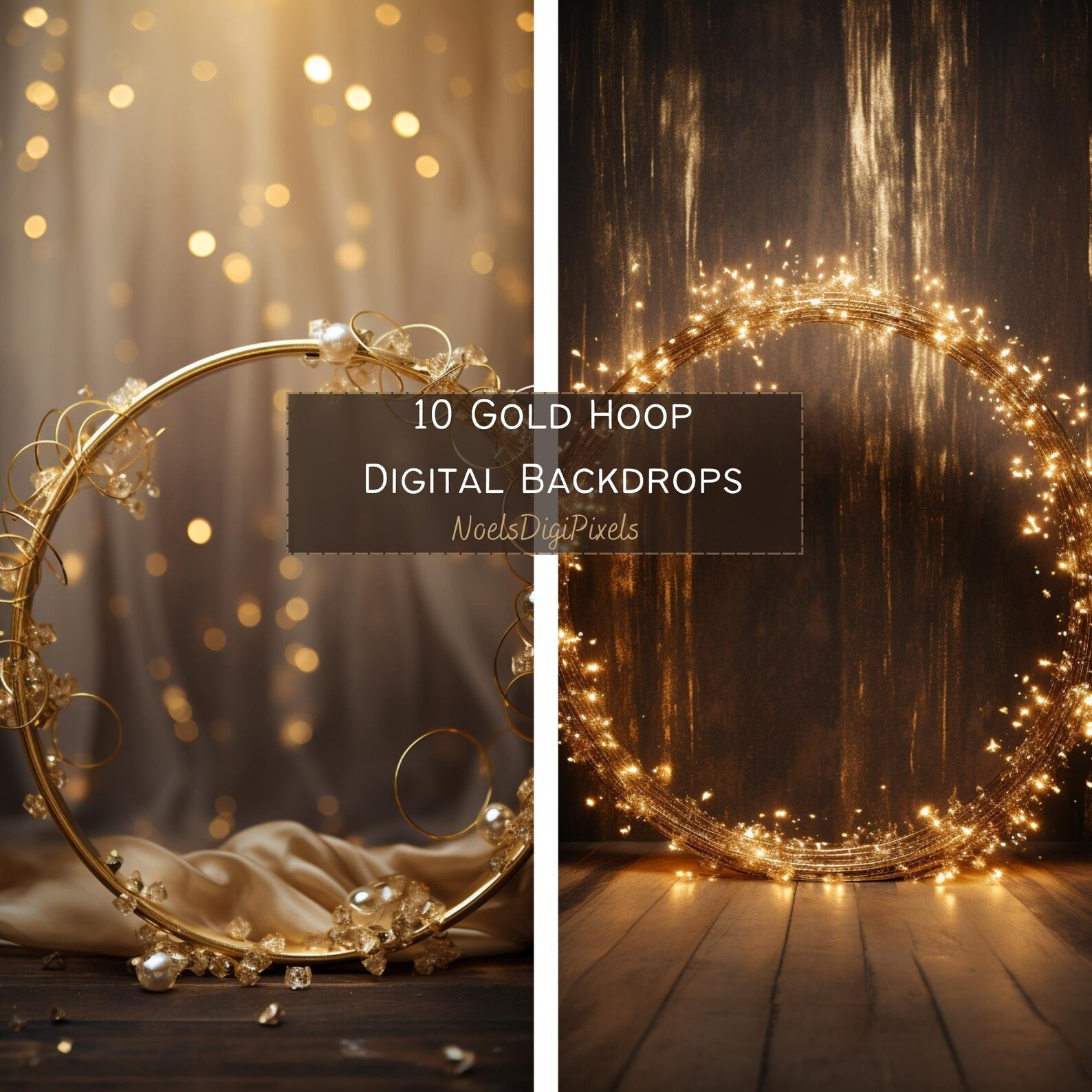Gold Hoop Background, Digital Backdrops, Photoshop Overlays, Newborn ...