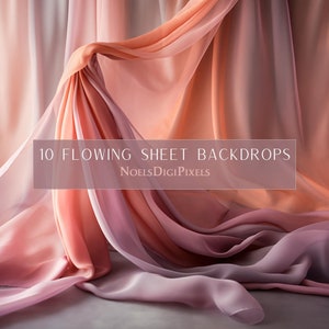 10 Flowing Sheet Backdrops, Digital Background Bundle, Maternity, Dance ...