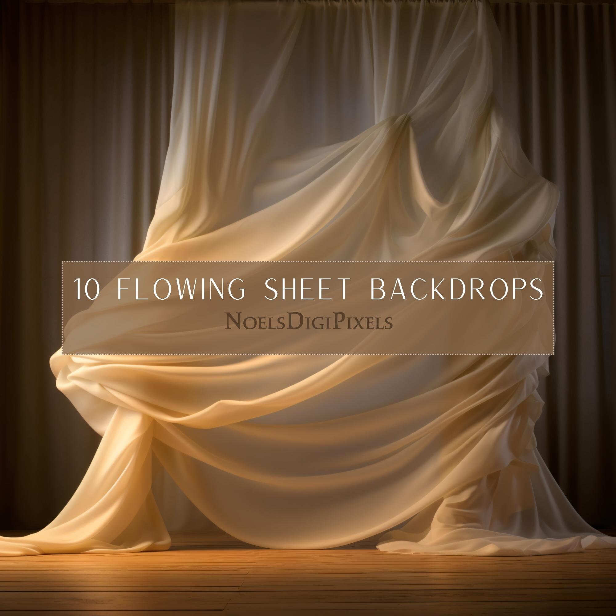 10 Flowing Sheet Backdrops, Digital Background Bundle, Maternity, Dance ...
