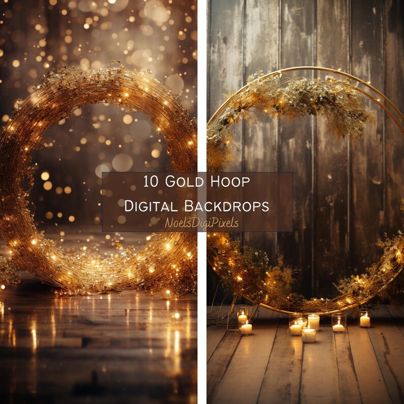 Gold Hoop Background, Digital Backdrops, Photoshop Overlays, Newborn ...