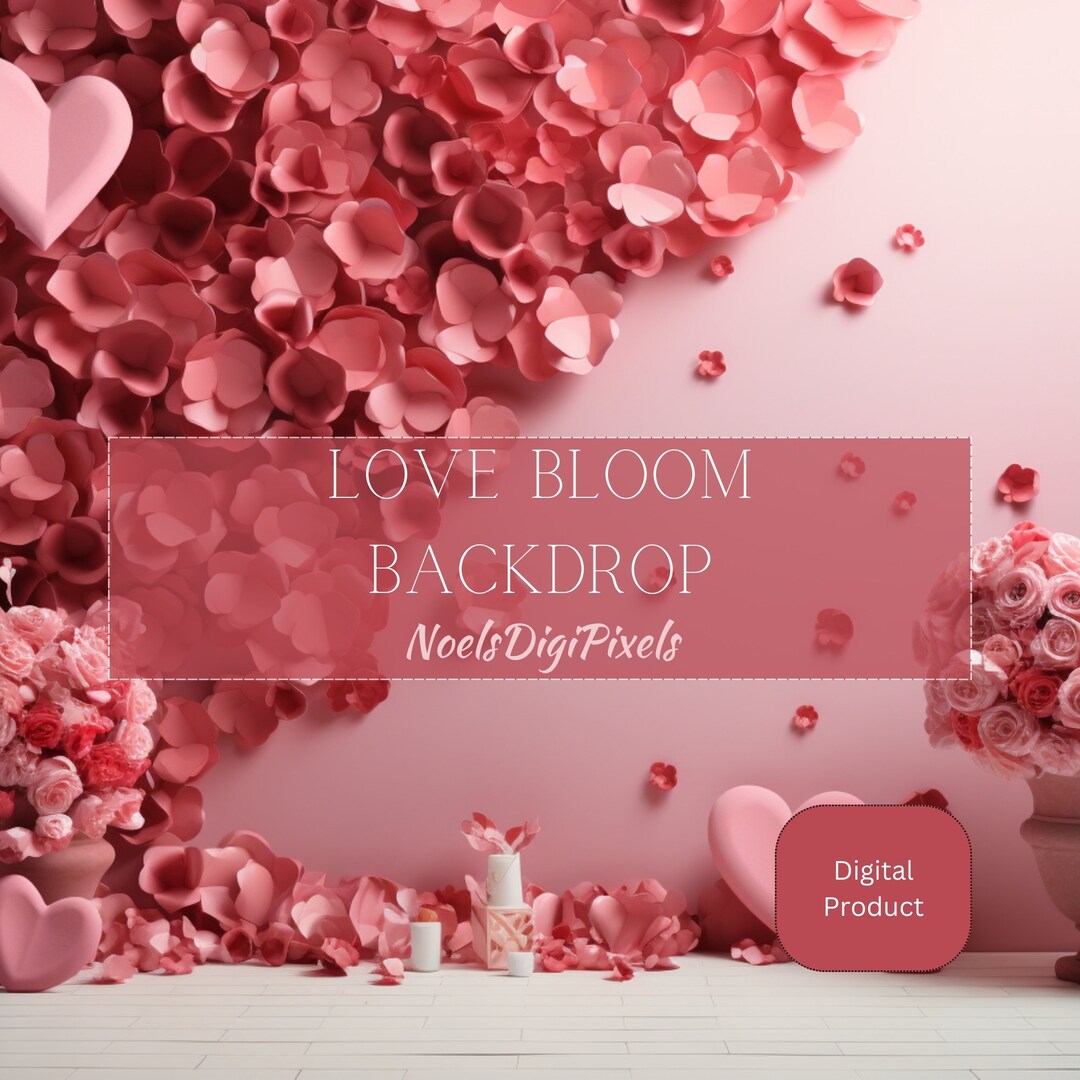 Heart Shaped Floral Digital Backdrops V2, Photoshop Overlay Bundle ...