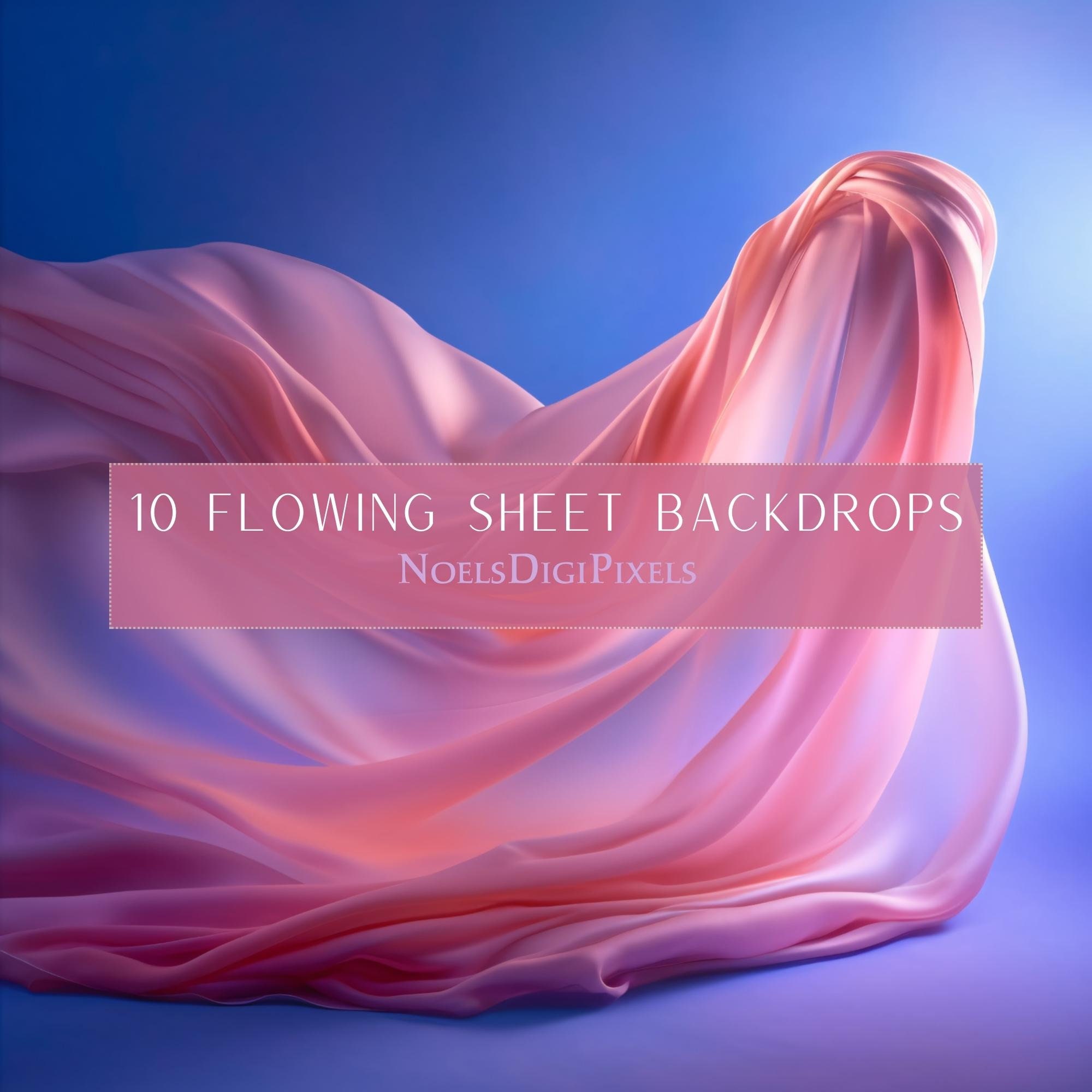 10 Flowing Sheet Backdrops, Digital Background Bundle, Maternity, Dance ...