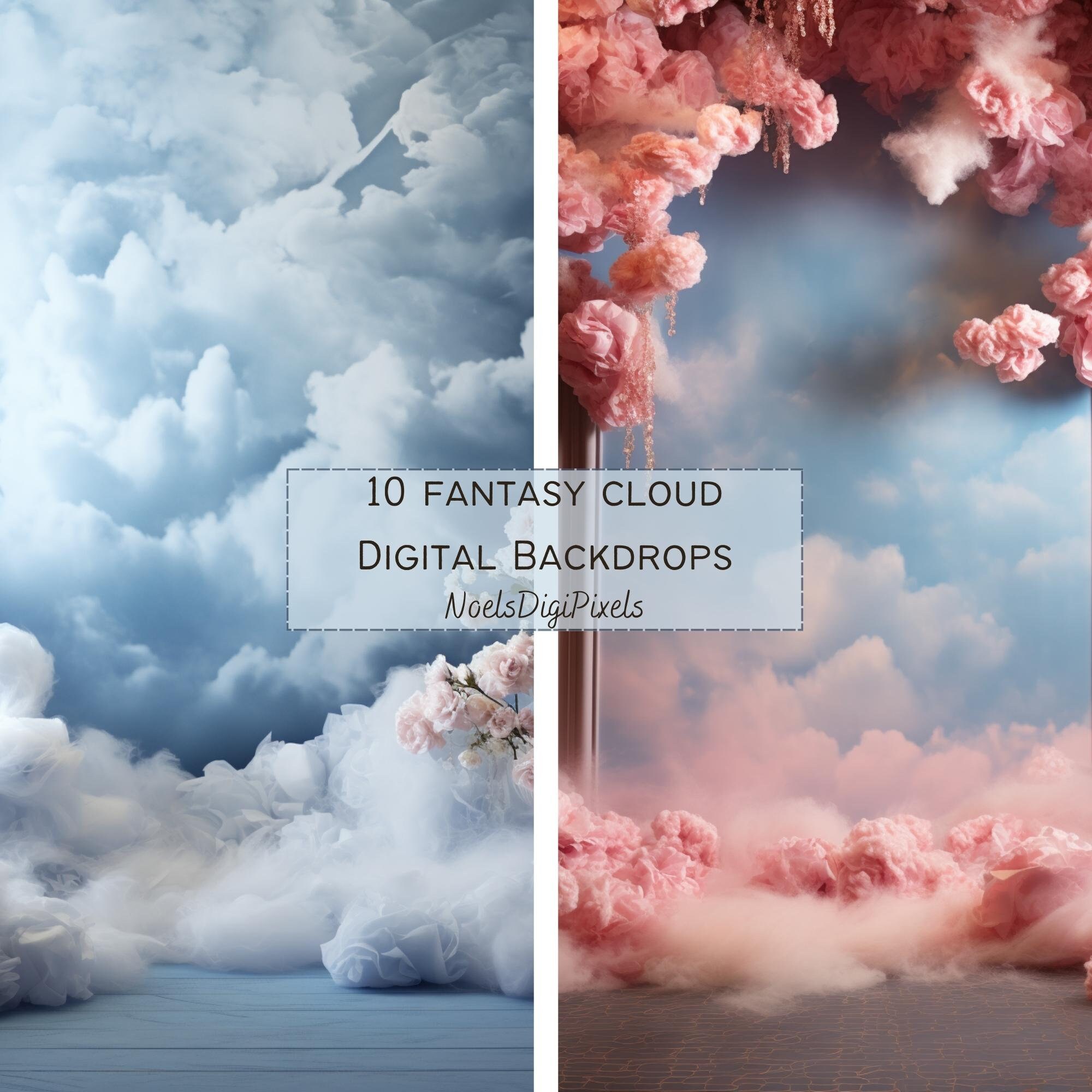 Fantasy Cloud Background, Digital Backdrops, Photoshop Overlays ...