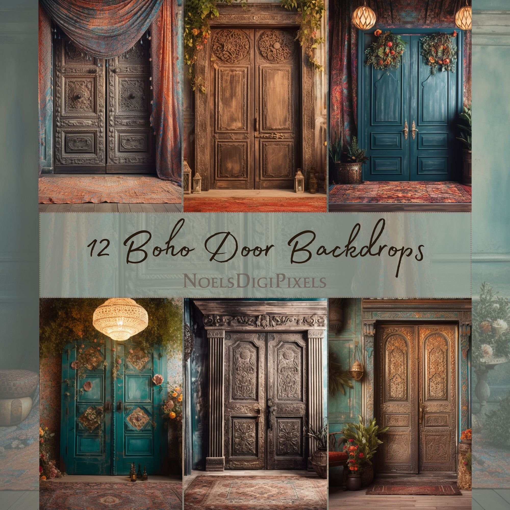 Boho Door Backdrops 12 Boho Doors Overlay Digital Backgrounds Photoshop ...