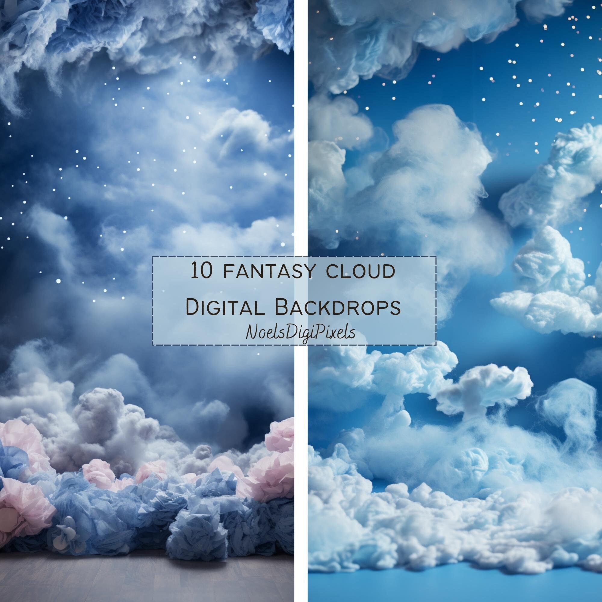 Fantasy Cloud Background, Digital Backdrops, Photoshop Overlays ...