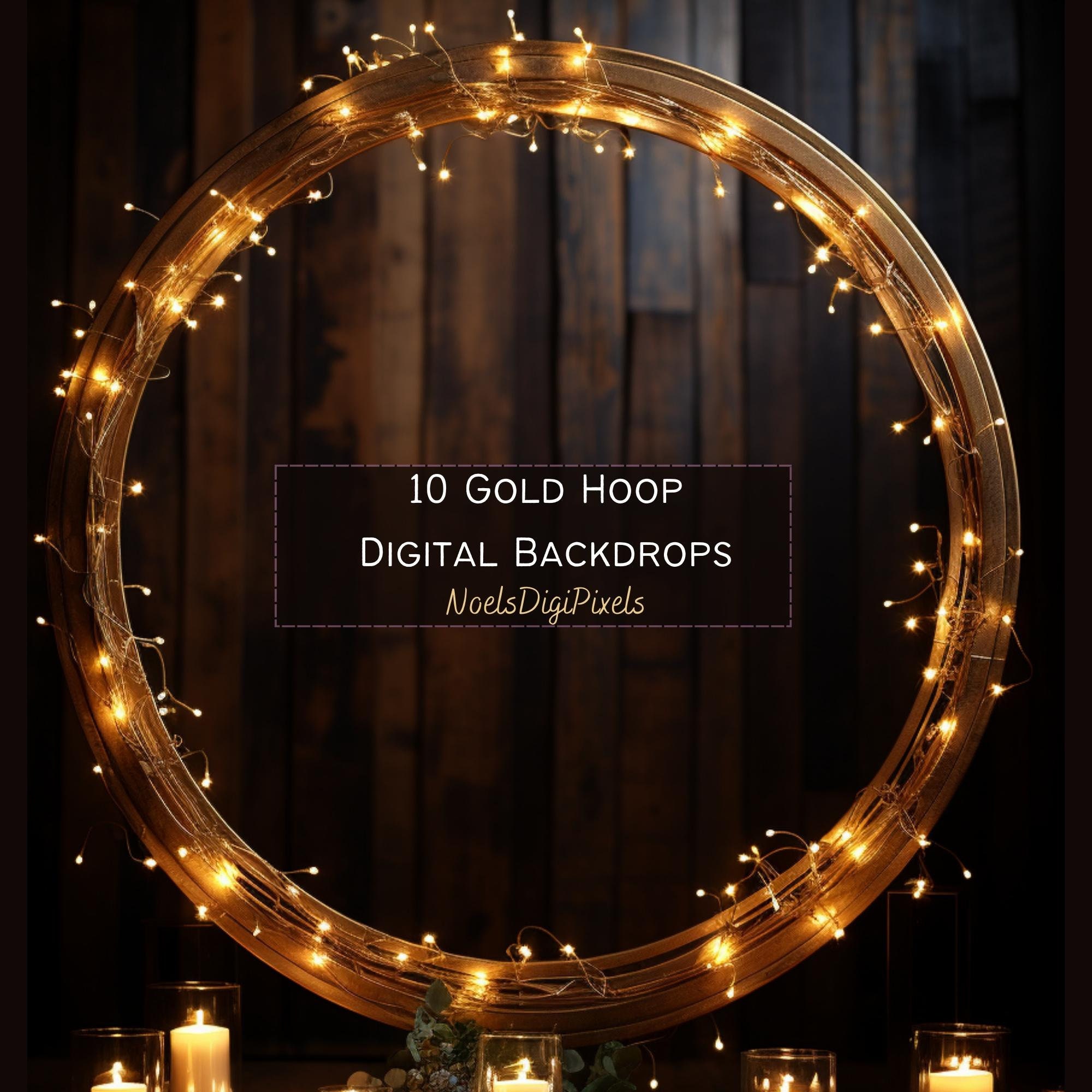 Gold Hoop Background, Digital Backdrops, Photoshop Overlays, Newborn ...