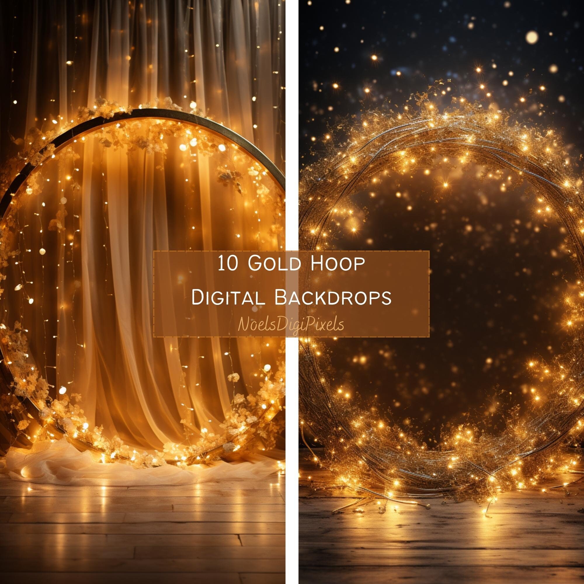 Gold Hoop Background, Digital Backdrops, Photoshop Overlays, Newborn ...