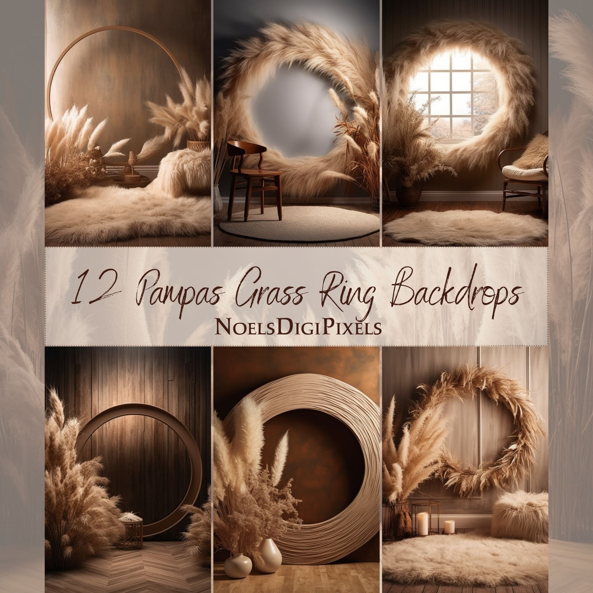 12 Pampas Grass Ring Backgrounds Pampas Grass Hoop Backdrop Photoshop ...
