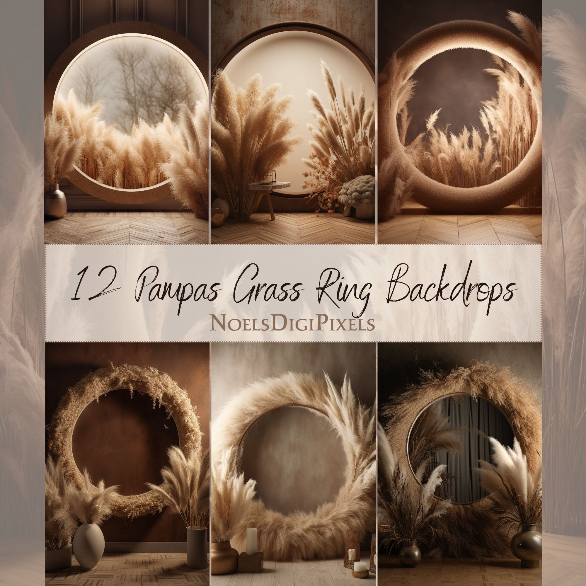 12 Pampas Grass Ring Backgrounds Pampas Grass Hoop Backdrop Photoshop ...