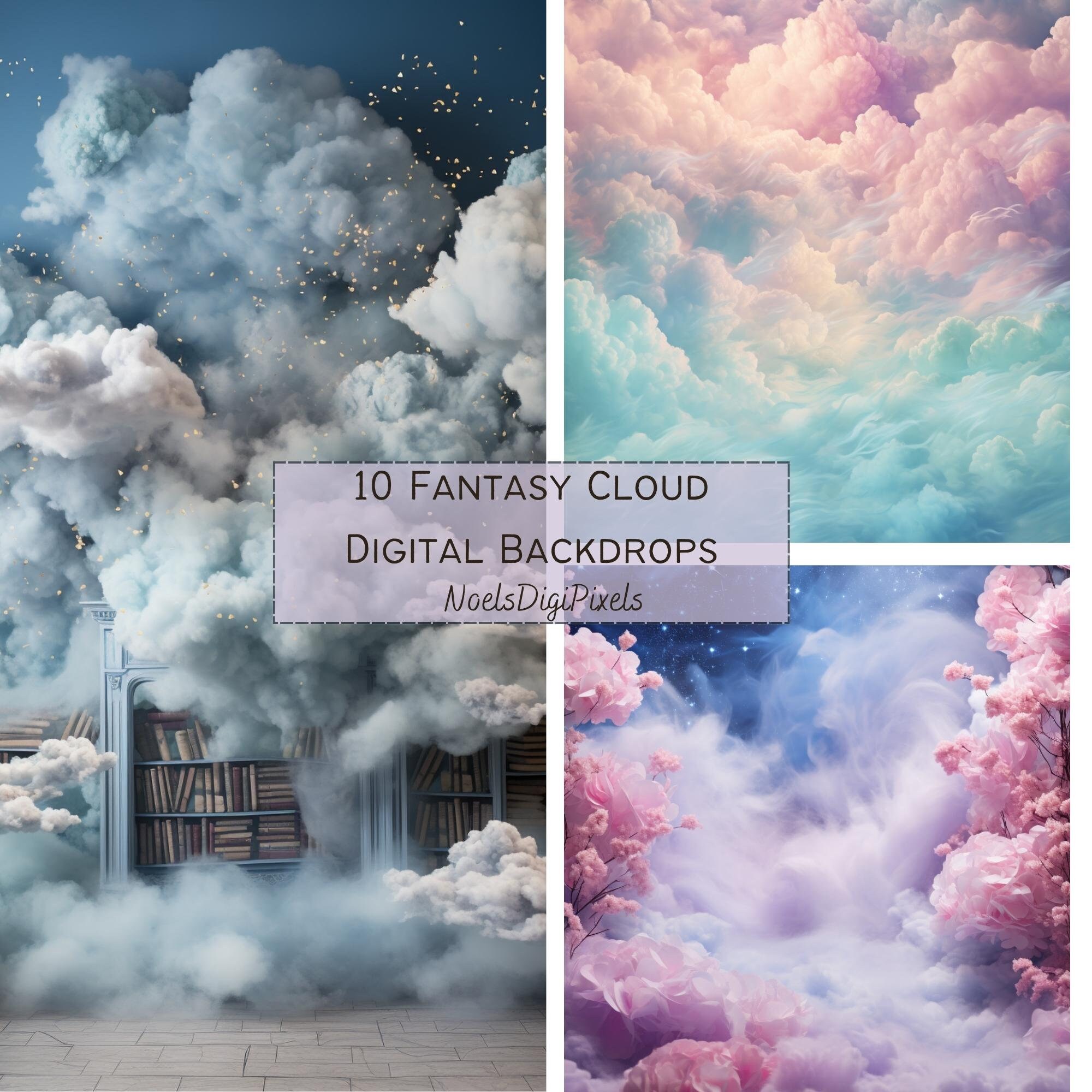 Fantasy Cloud Background, Digital Backdrops, Photoshop Overlays ...