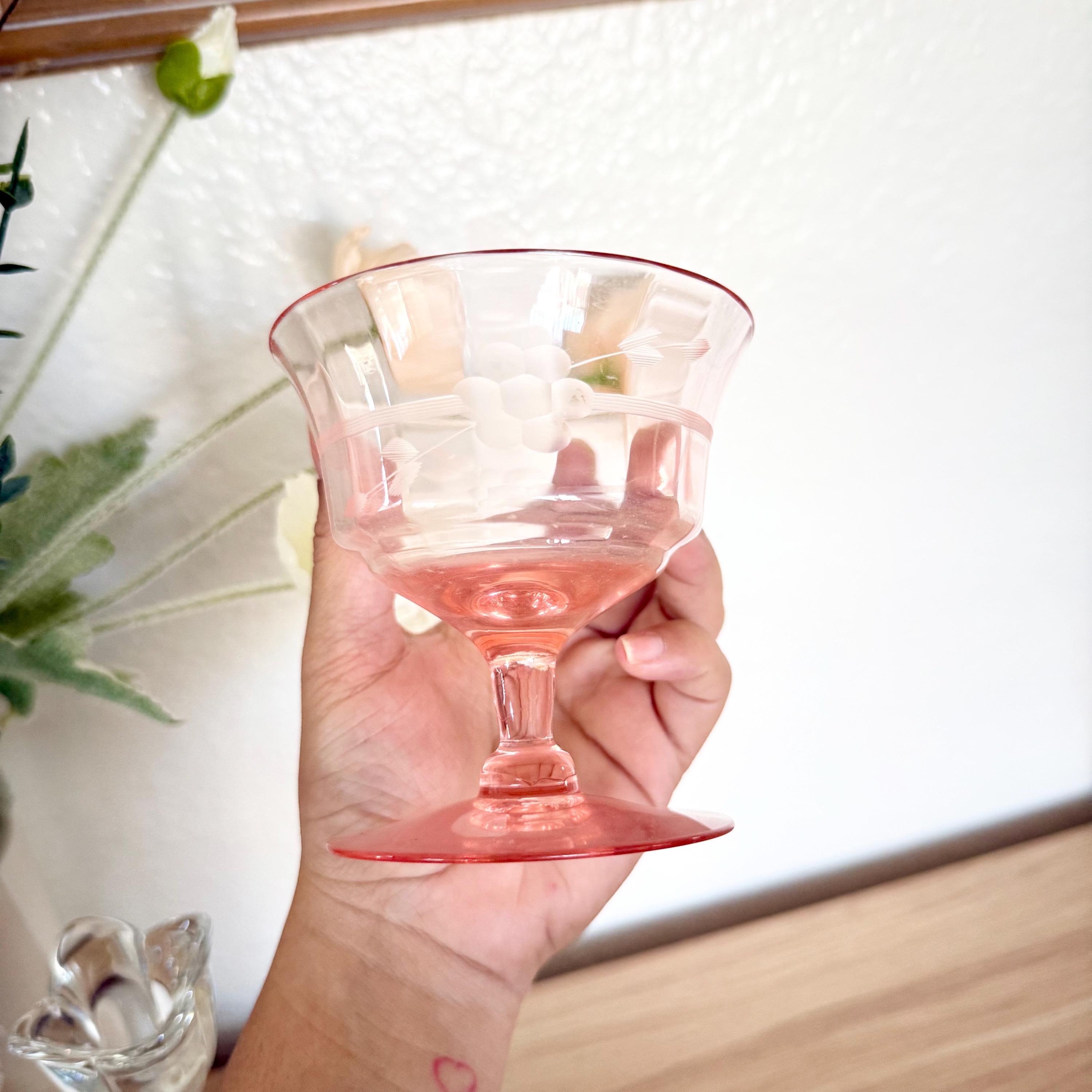 Vintage Pink Depression Glass Goblets, Table Decor - Etsy