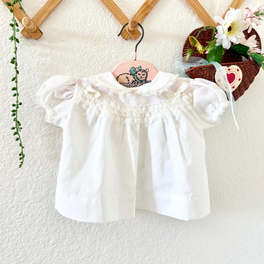 Vintage White Baby Shirt 0-3 Months Lace Trim Heirloom Blouse - Etsy