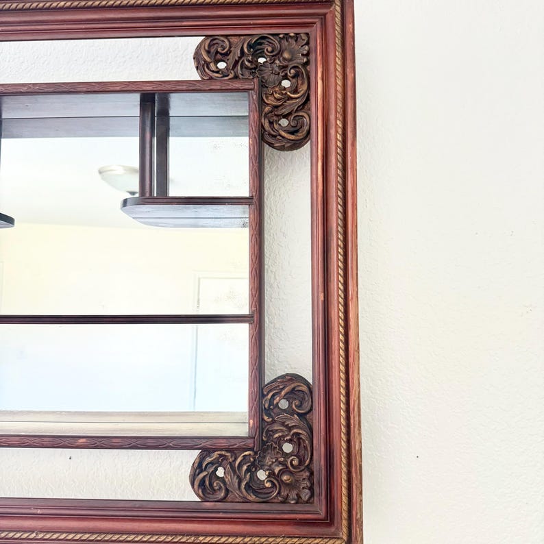 Vintage Shadow Box Wall Mirror | Mid-century Modern Wood Frame ...