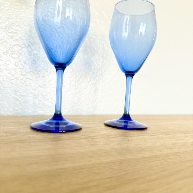 Copas de vino vintage azul cobalto, cristal soplado a mano, juego de 2 - Etsy México