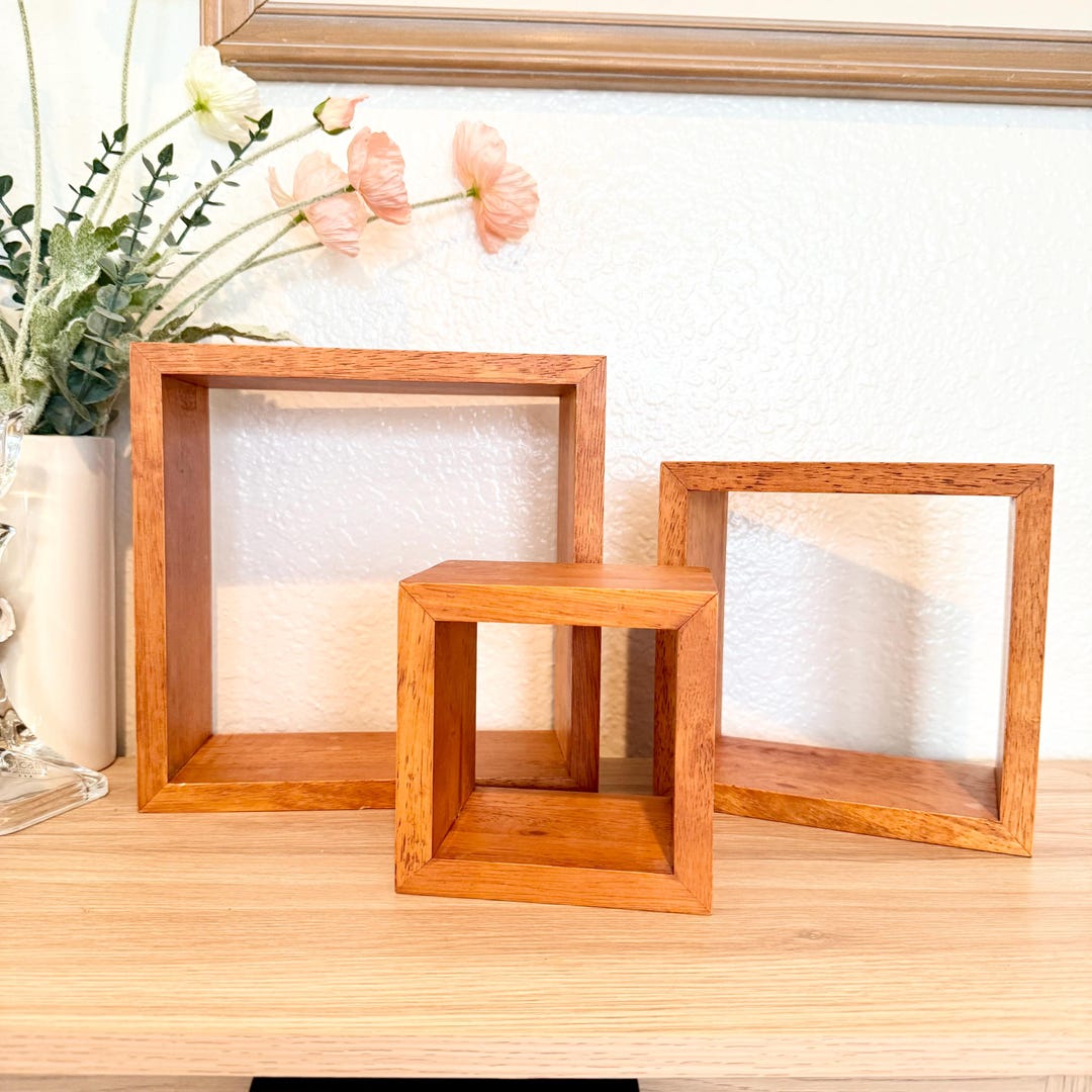 Floating Cube Shelves - Set of 3 Quality Wood Wall Decor - Etsy