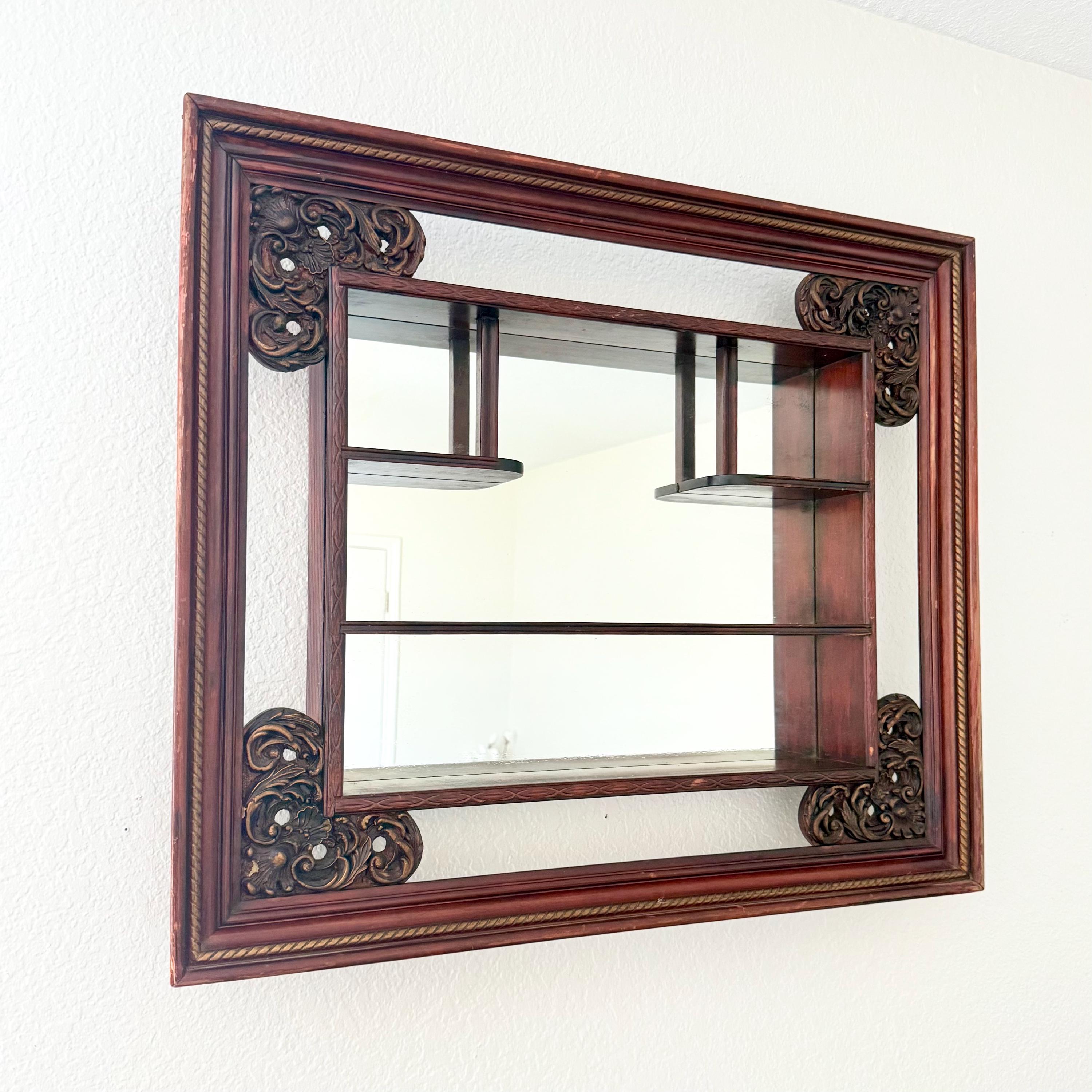 Vintage Shadow Box Wall Mirror | Mid-century Modern Wood Frame ...