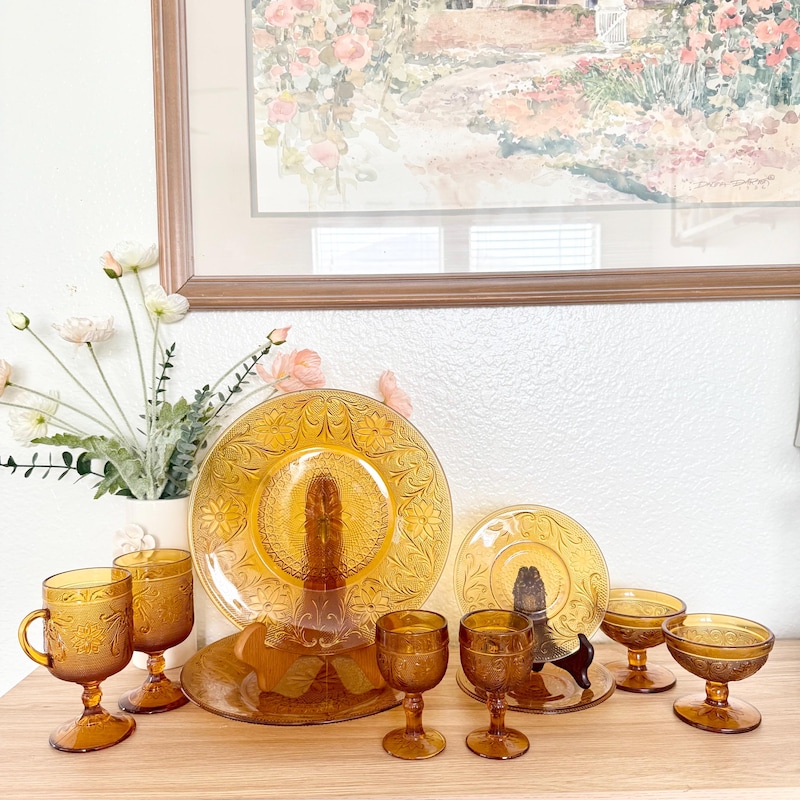 Amber Tiara Glassware - Etsy