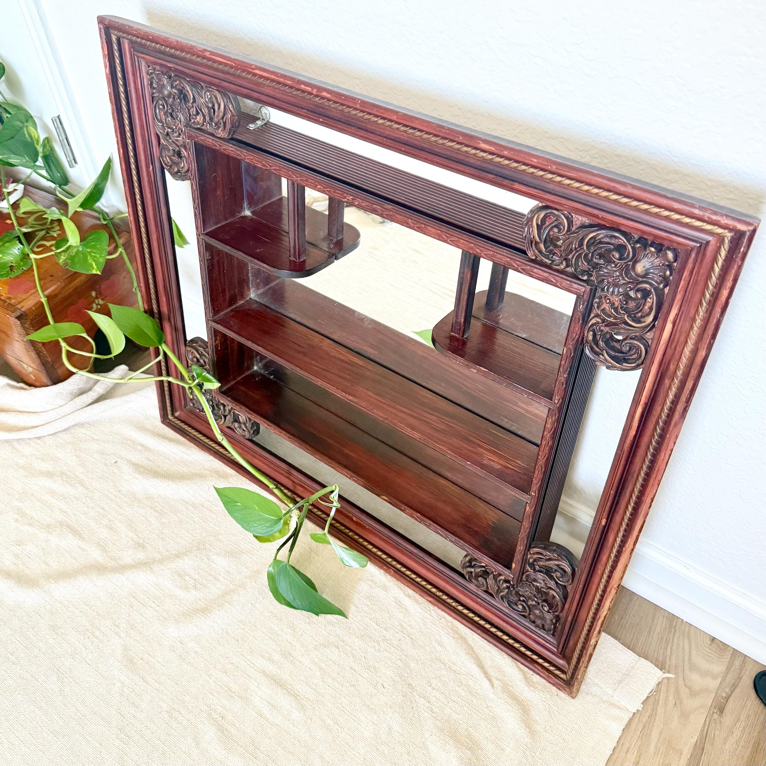 Vintage Shadow Box Wall Mirror | Mid-century Modern Wood Frame ...