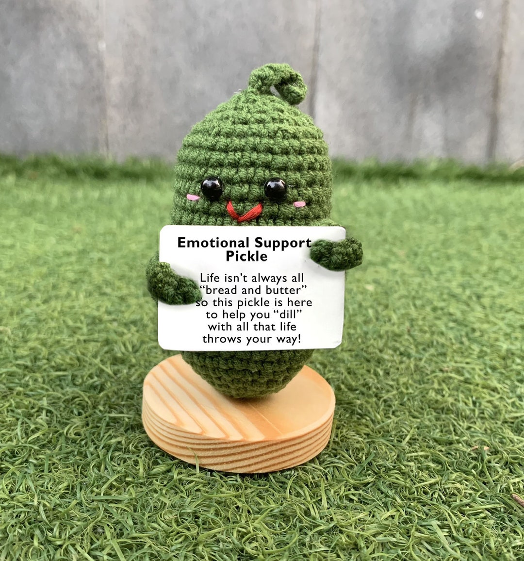Custom Emotional Support Pickle, Crochet Cucumber With Positive ...