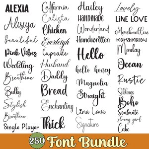 Set of 250 Font Bundle, Cricut, Canva Font, Script Font, Fonts, Digital ...