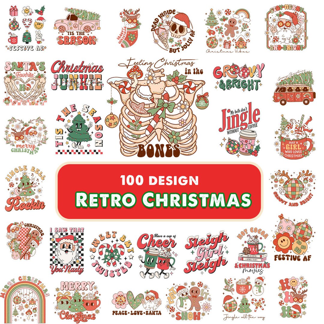 Retro Christmas Png Bundle, Retro Santa Claus Png, Christmas Shirt ...