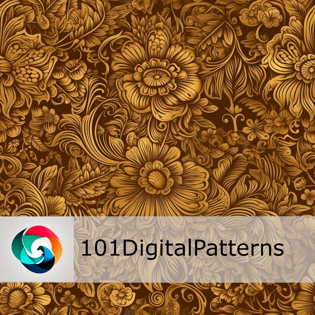 Opulent Gold Floral Digital Pattern - Etsy