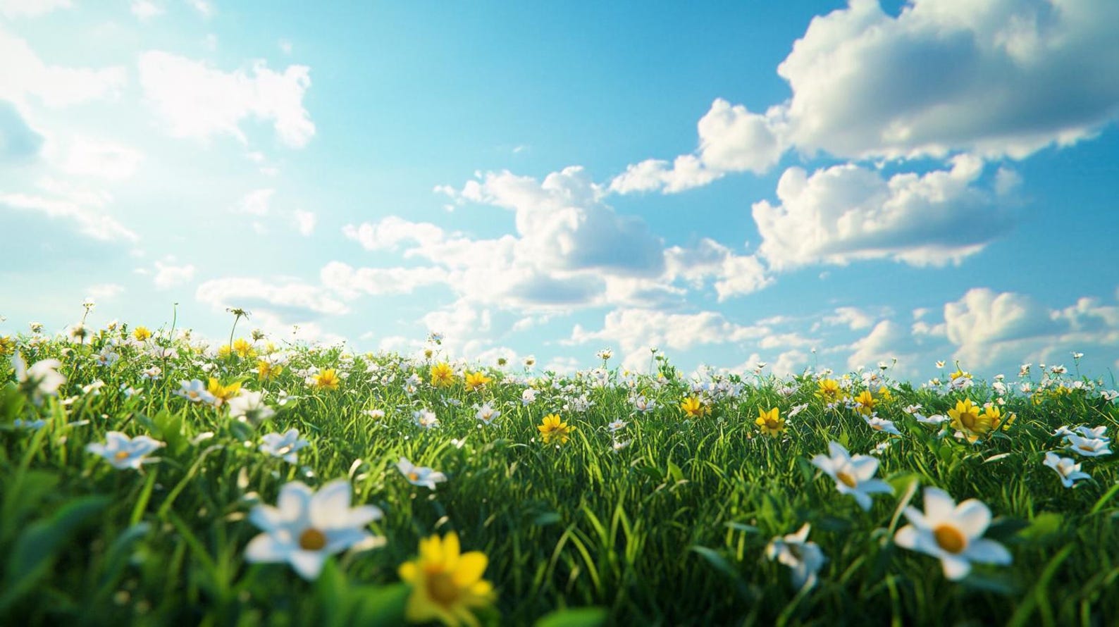 Peaceful Sky Field Poster | AI Digital Nature Scene | Tranquil Wall Art ...