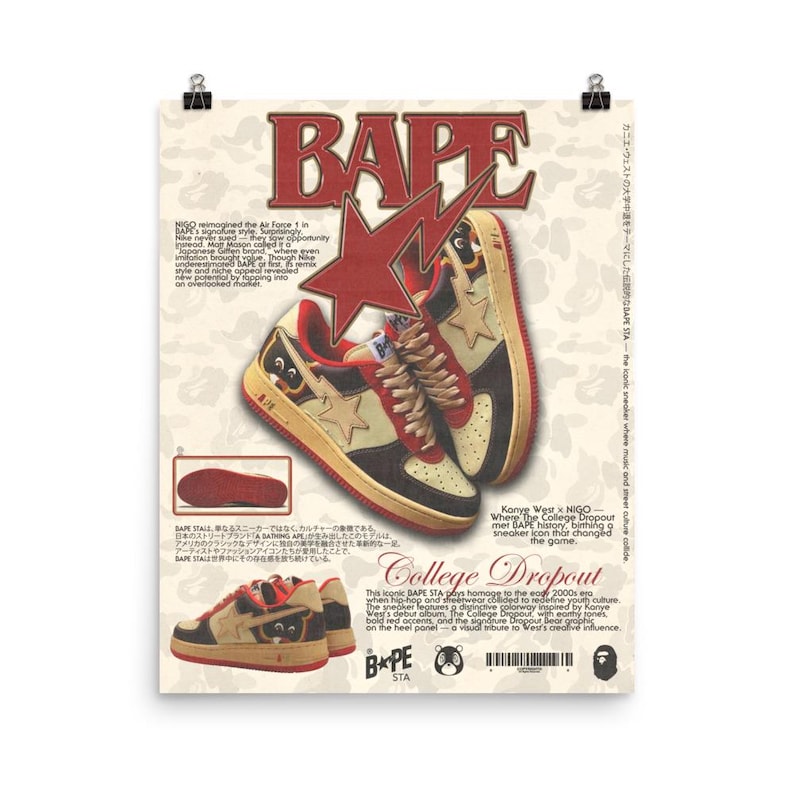Bape STA College Dropout Kanye West Poster Reimagined Wall Art Home ...