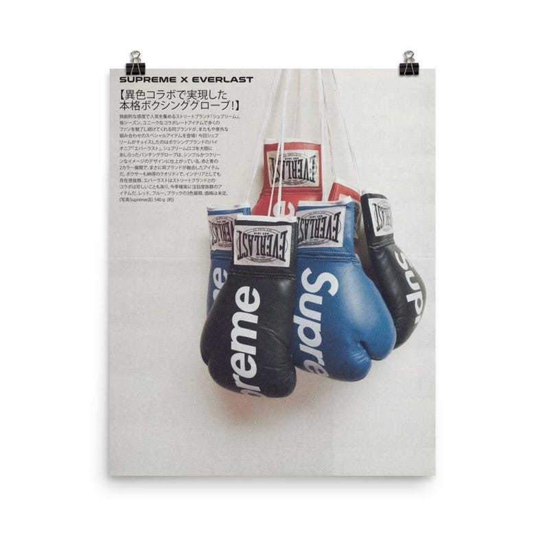 Supreme Everlast Boxing Gloves Poster | Rare Streetwear Magazine Art ...
