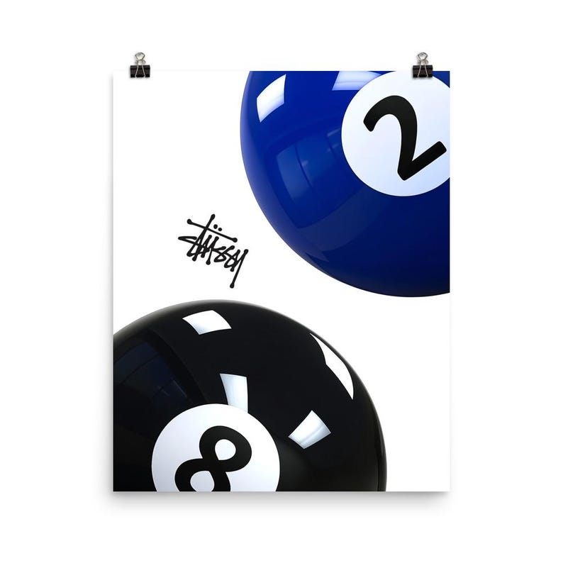 Blue Billiard Ball Poster, Stussy Inspired Streetwear Art, Modern Pool ...