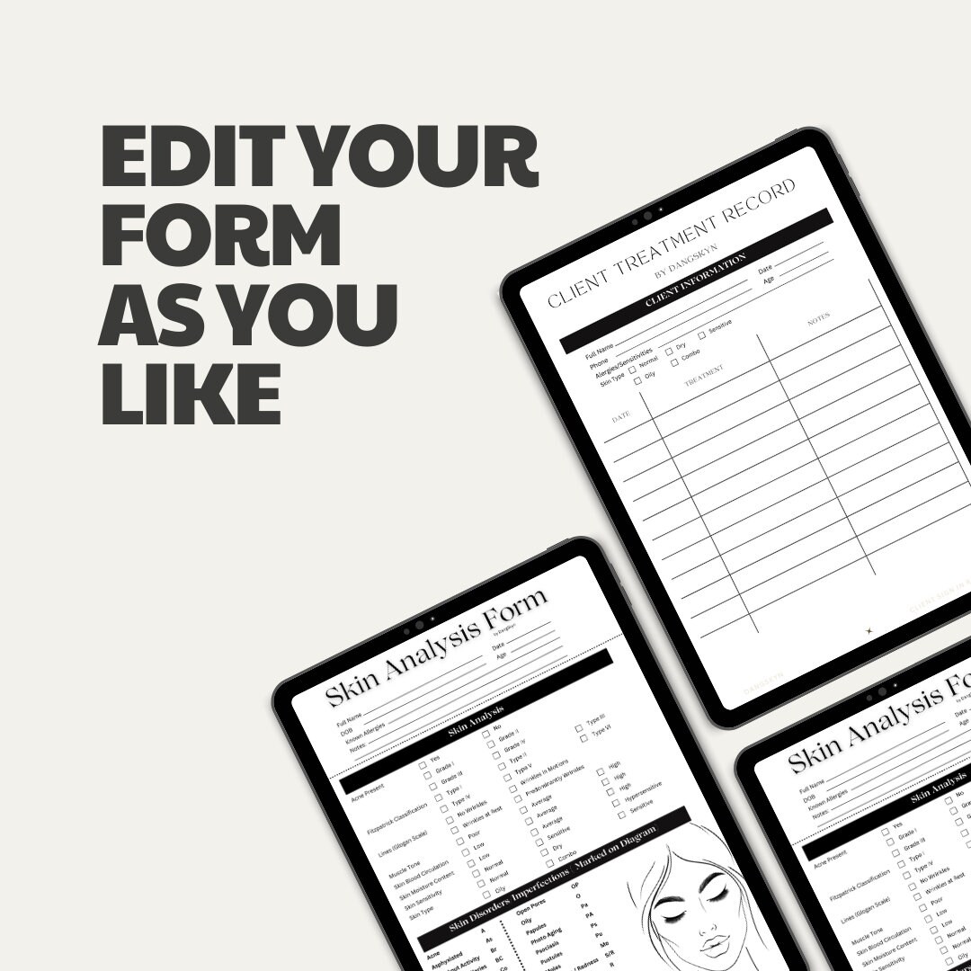 Skin Assessment Form Customizable Aesthetician Templates Facial Mapping ...