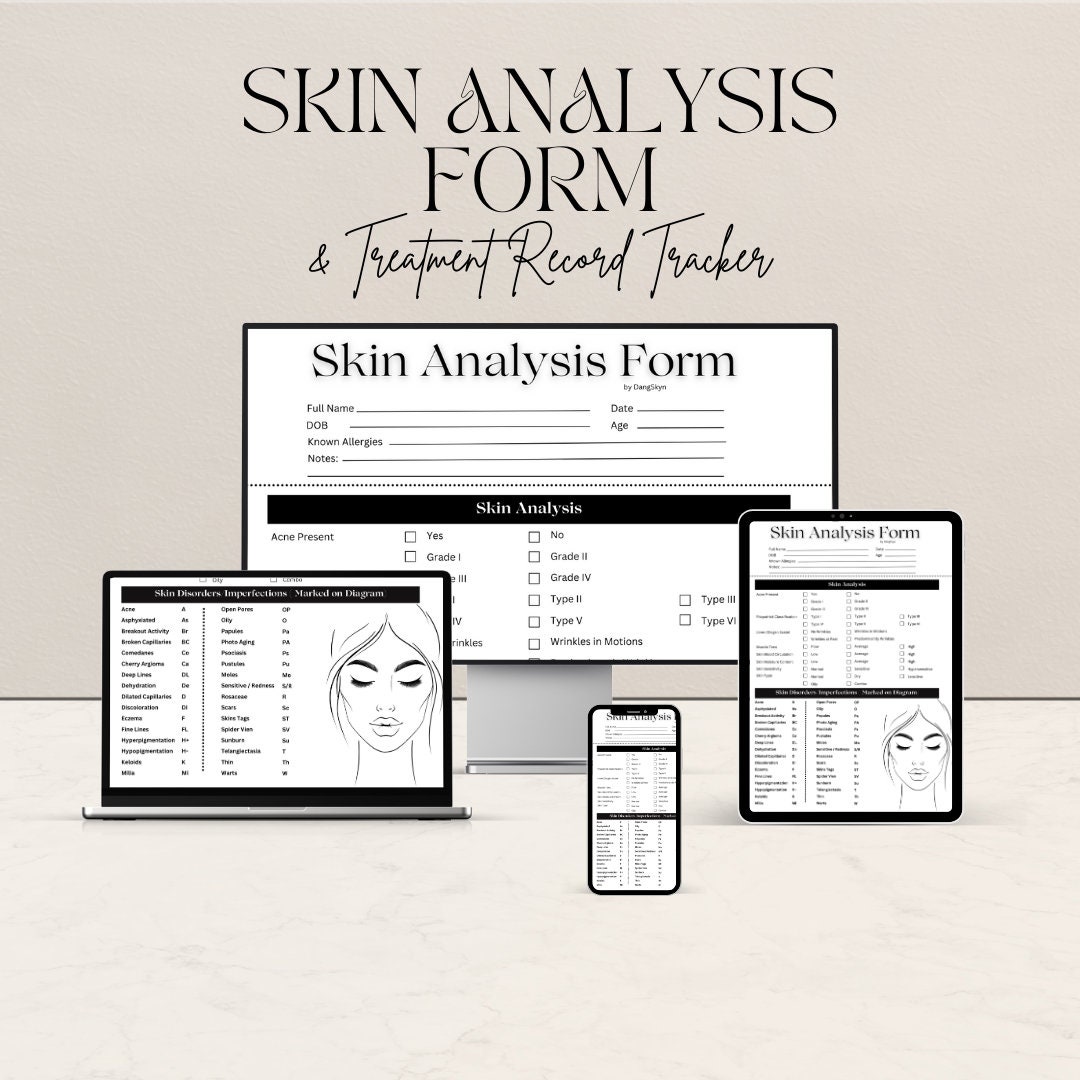 Skin Assessment Form Customizable Aesthetician Templates Facial Mapping ...