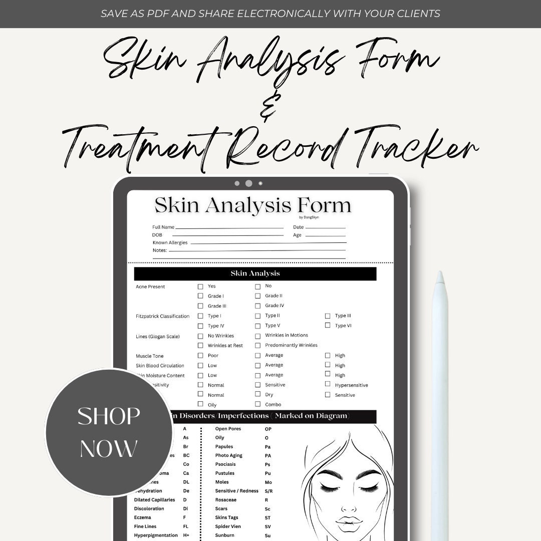 Skin Assessment Form Customizable Aesthetician Templates Facial Mapping ...