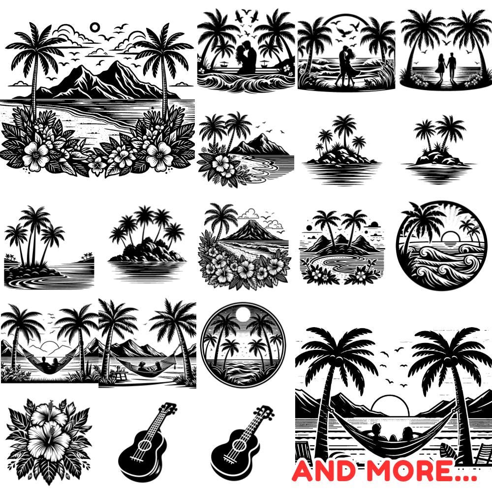 Hawaii Beach SVG Bundle: Tropical Vacation Cut Files (commercial Use ...