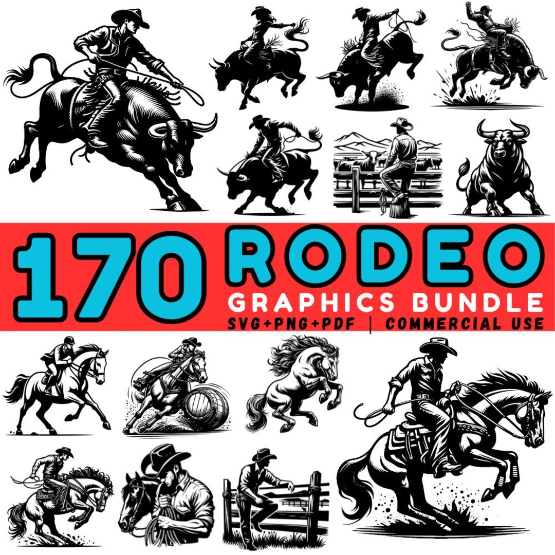 Rodeo Cowboy SVG Bundle: Western Clipart for Cricut (commercial Use ...
